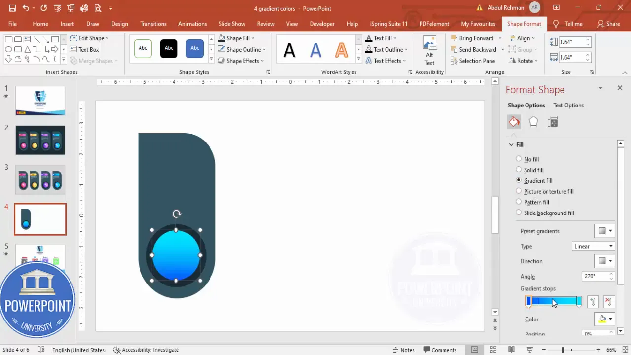 4 Gradient Fill options in PowerPoint: Create 4 Gradient Fill options ...